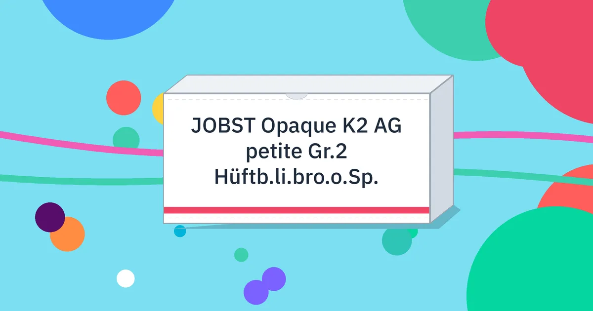 Symbolbild: Packung mit der Aufschrift JOBST Opaque K2 AG petite Gr.2 Hüftb.li.bro.o.Sp. (PZN 13113823) – Verfügbarkeit und Bezug in Apotheken in Frankfurt am Main