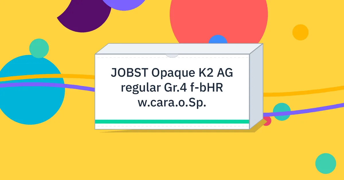 Symbolbild: Packung mit der Aufschrift JOBST Opaque K2 AG regular Gr.4 f-bHR w.cara.o.Sp. (PZN 11252897) – Verfügbarkeit und Bezug in Apotheken in Frankfurt am Main