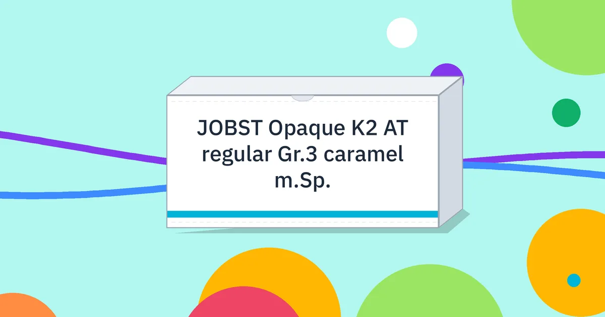 Symbolbild: Packung mit der Aufschrift JOBST Opaque K2 AT regular Gr.3 caramel m.Sp. (PZN 10724087) – Verfügbarkeit und Bezug in Apotheken in Frankfurt am Main