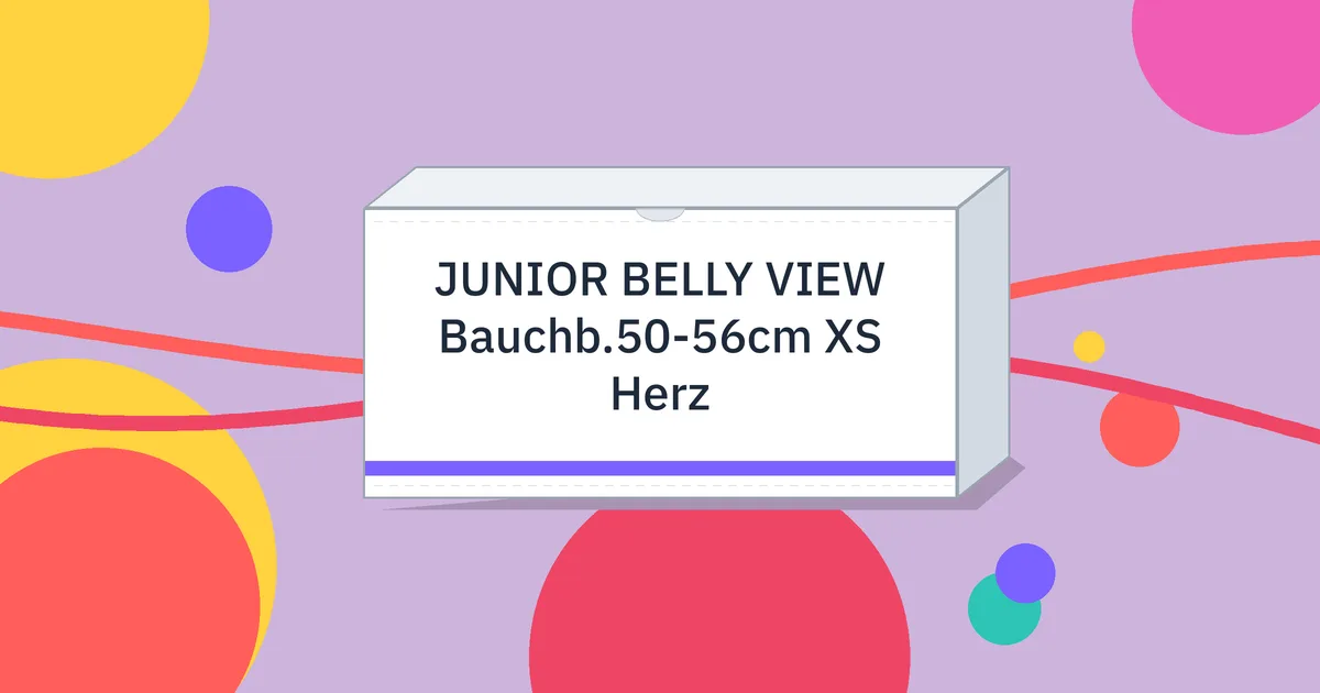 Symbolbild: Packung mit der Aufschrift JUNIOR BELLY VIEW Bauchb.50-56cm XS Herz (PZN 16537570) – Verfügbarkeit und Bezug in Apotheken in Frankfurt am Main