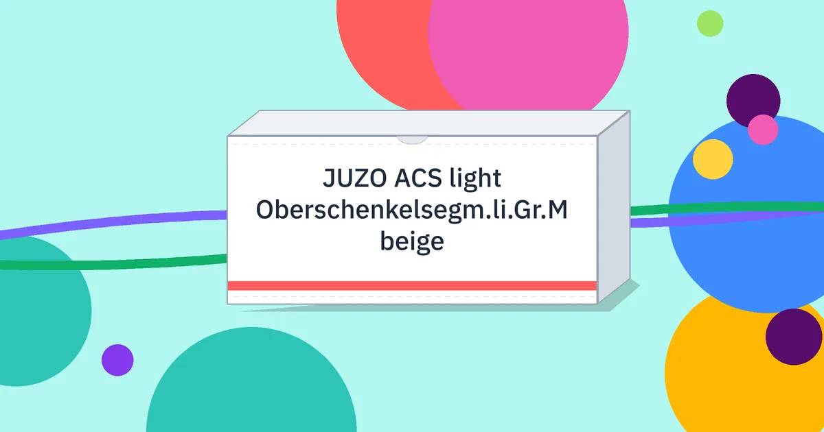 Symbolbild: Packung mit der Aufschrift JUZO ACS light Oberschenkelsegm.li.Gr.M beige (PZN 13885371) – Verfügbarkeit und Bezug in Apotheken in Frankfurt am Main