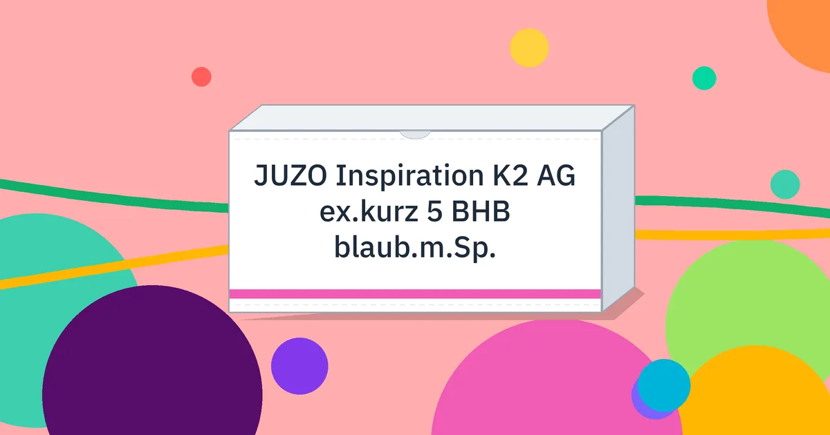 Symbolbild: Packung mit der Aufschrift JUZO Inspiration K2 AG ex.kurz 5 BHB blaub.m.Sp. (PZN 14835576) – Verfügbarkeit und Bezug in Apotheken in Frankfurt am Main