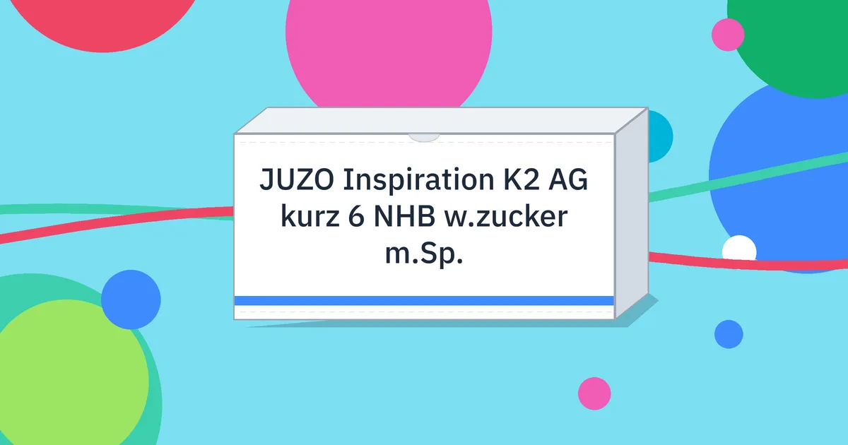 Symbolbild: Packung mit der Aufschrift JUZO Inspiration K2 AG kurz 6 NHB w.zucker m.Sp. (PZN 14950886) – Verfügbarkeit und Bezug in Apotheken in Frankfurt am Main