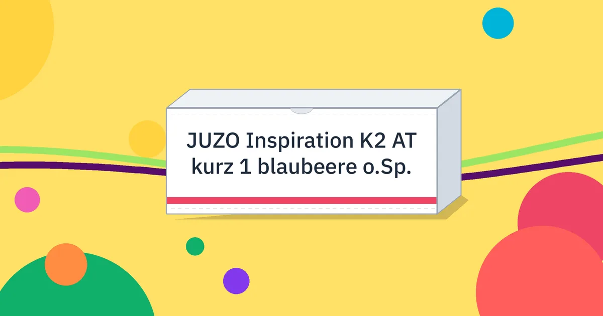 Symbolbild: Packung mit der Aufschrift JUZO Inspiration K2 AT kurz 1 blaubeere o.Sp. (PZN 14930671) – Verfügbarkeit und Bezug in Apotheken in Frankfurt am Main