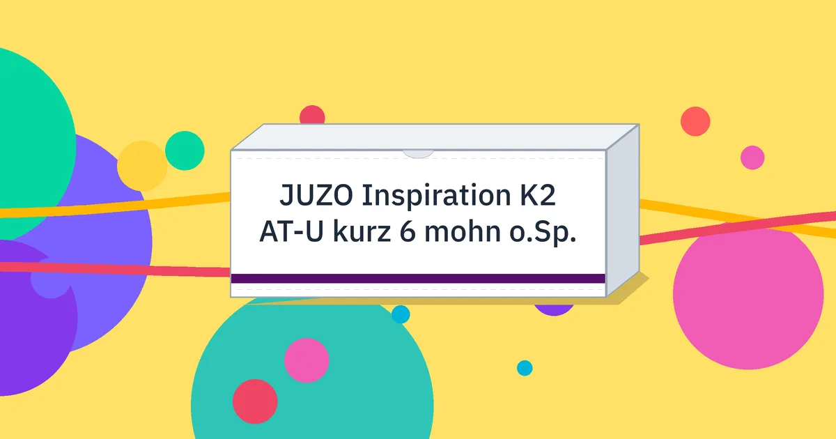 Symbolbild: Packung mit der Aufschrift JUZO Inspiration K2 AT-U kurz 6 mohn o.Sp. (PZN 14929573) – Verfügbarkeit und Bezug in Apotheken in Frankfurt am Main