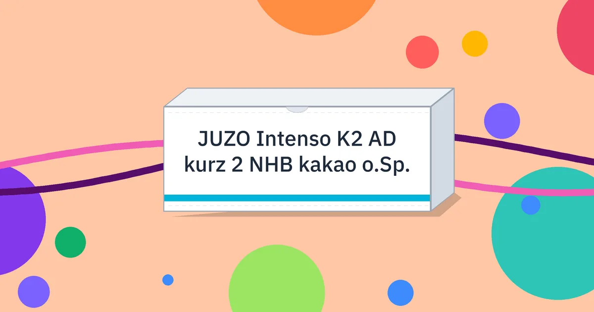 Symbolbild: Packung mit der Aufschrift JUZO Intenso K2 AD kurz 2 NHB kakao o.Sp. (PZN 18621783) – Verfügbarkeit und Bezug in Apotheken in Frankfurt am Main