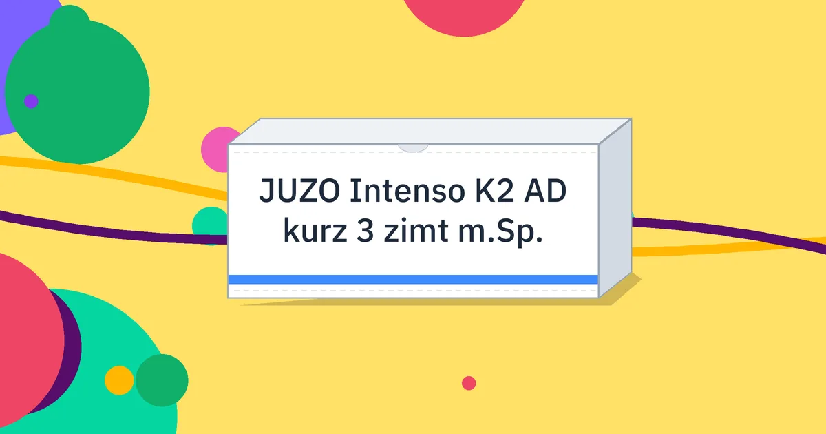 Symbolbild: Packung mit der Aufschrift JUZO Intenso K2 AD kurz 3 zimt m.Sp. (PZN 18607375) – Verfügbarkeit und Bezug in Apotheken in Frankfurt am Main