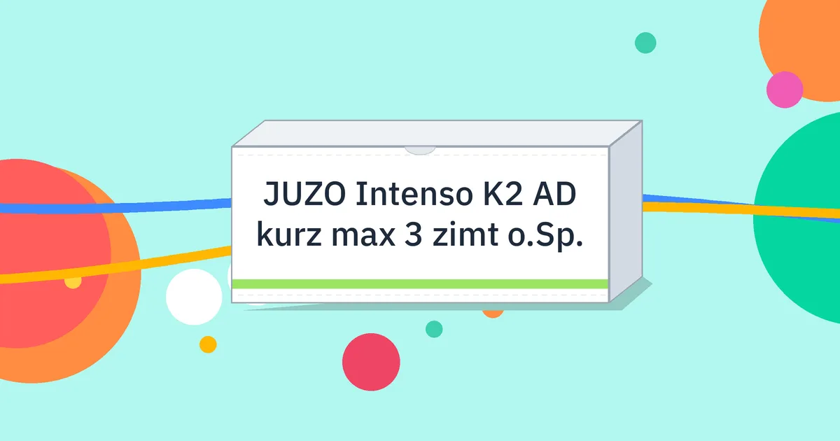 Symbolbild: Packung mit der Aufschrift JUZO Intenso K2 AD kurz max 3 zimt o.Sp. (PZN 18619094) – Verfügbarkeit und Bezug in Apotheken in Frankfurt am Main