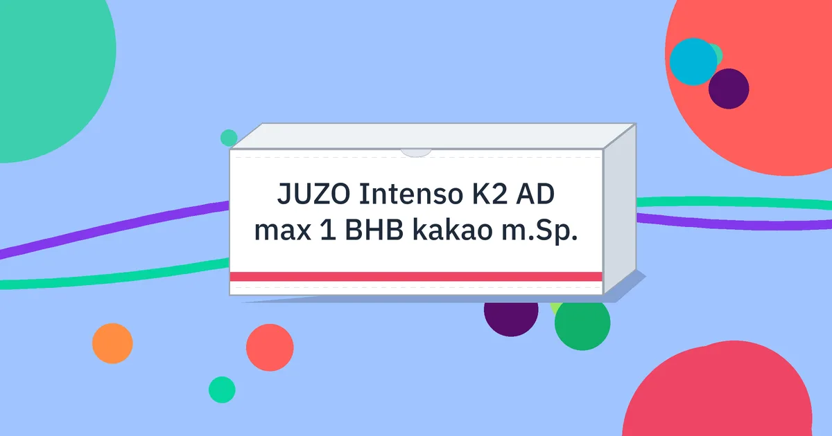 Symbolbild: Packung mit der Aufschrift JUZO Intenso K2 AD max 1 BHB kakao m.Sp. (PZN 18616546) – Verfügbarkeit und Bezug in Apotheken in Frankfurt am Main