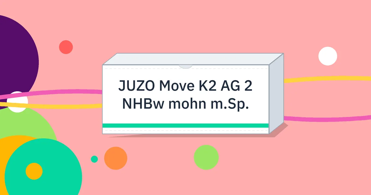Symbolbild: Packung mit der Aufschrift JUZO Move K2 AG 2 NHBw mohn m.Sp. (PZN 18554727) – Verfügbarkeit und Bezug in Apotheken in Frankfurt am Main