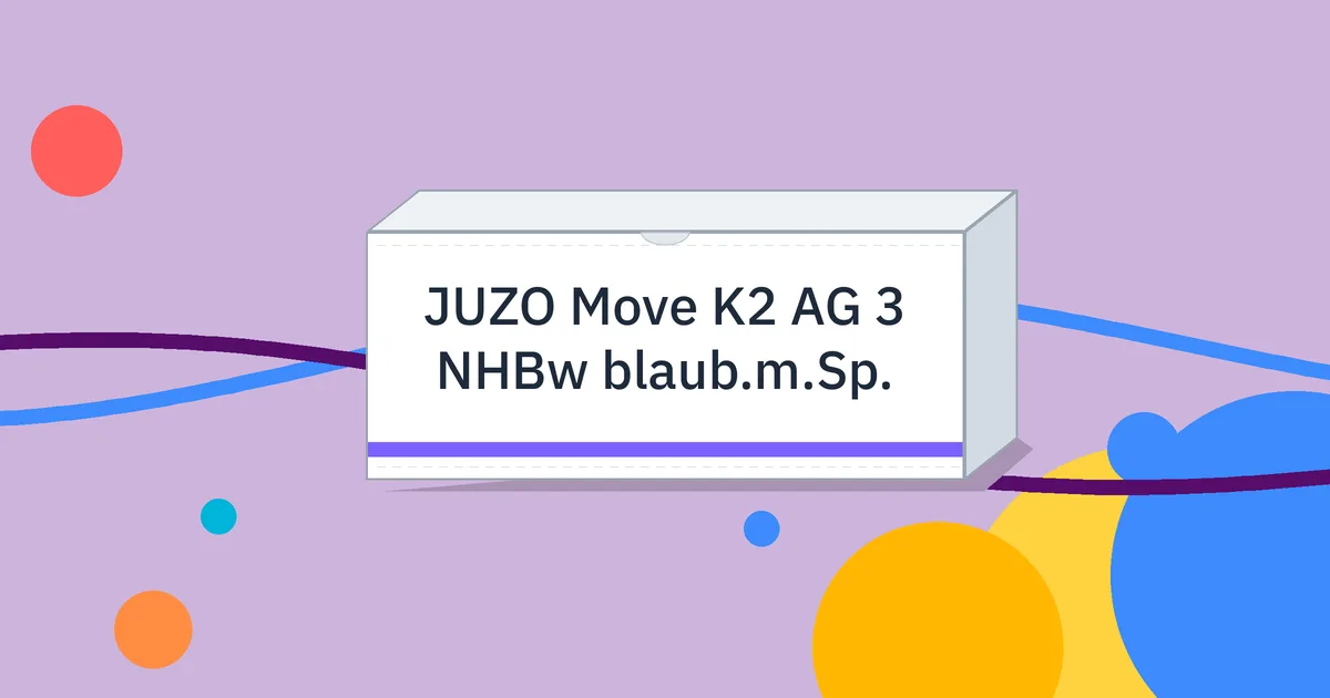 Symbolbild: Packung mit der Aufschrift JUZO Move K2 AG 3 NHBw blaub.m.Sp. (PZN 18554667) – Verfügbarkeit und Bezug in Apotheken in Frankfurt am Main