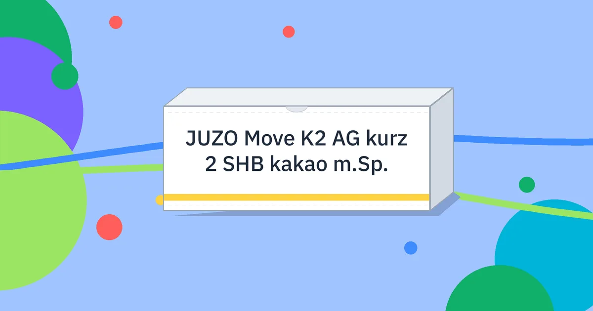 Symbolbild: Packung mit der Aufschrift JUZO Move K2 AG kurz 2 SHB kakao m.Sp. (PZN 18559601) – Verfügbarkeit und Bezug in Apotheken in Frankfurt am Main