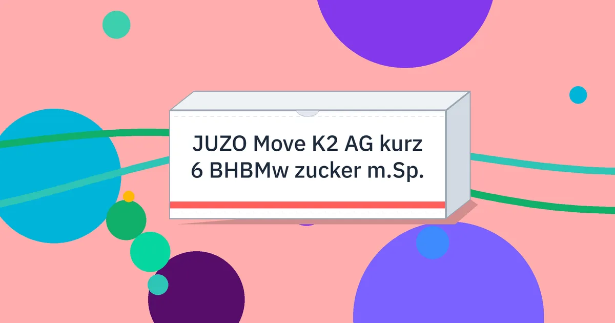 Symbolbild: Packung mit der Aufschrift JUZO Move K2 AG kurz 6 BHBMw zucker m.Sp. (PZN 18528782) – Verfügbarkeit und Bezug in Apotheken in Frankfurt am Main