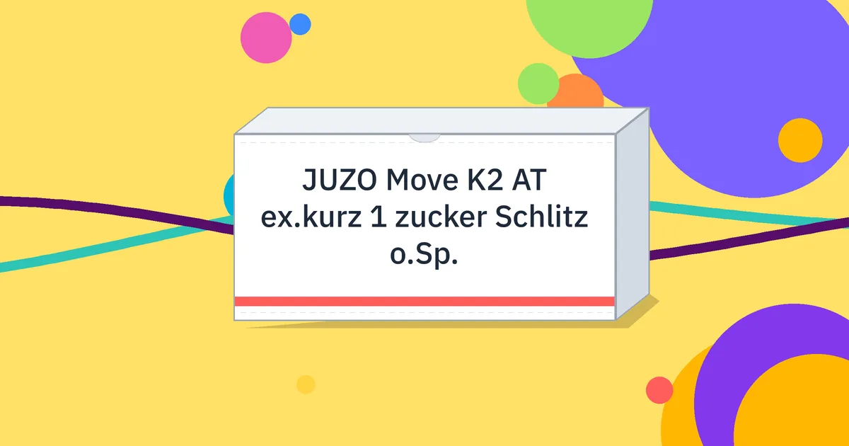 Symbolbild: Packung mit der Aufschrift JUZO Move K2 AT ex.kurz 1 zucker Schlitz o.Sp. (PZN 20673043) – Verfügbarkeit und Bezug in Apotheken in Frankfurt am Main