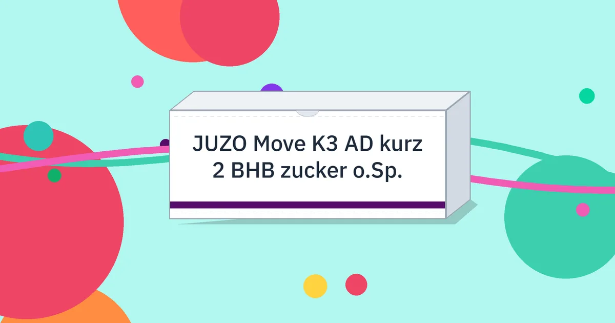 Symbolbild: Packung mit der Aufschrift JUZO Move K3 AD kurz 2 BHB zucker o.Sp. (PZN 18568942) – Verfügbarkeit und Bezug in Apotheken in Frankfurt am Main
