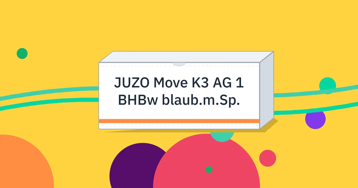 Symbolbild: Packung mit der Aufschrift JUZO Move K3 AG 1 BHBw blaub.m.Sp. (PZN 18587603) – Verfügbarkeit und Bezug in Apotheken in Frankfurt am Main