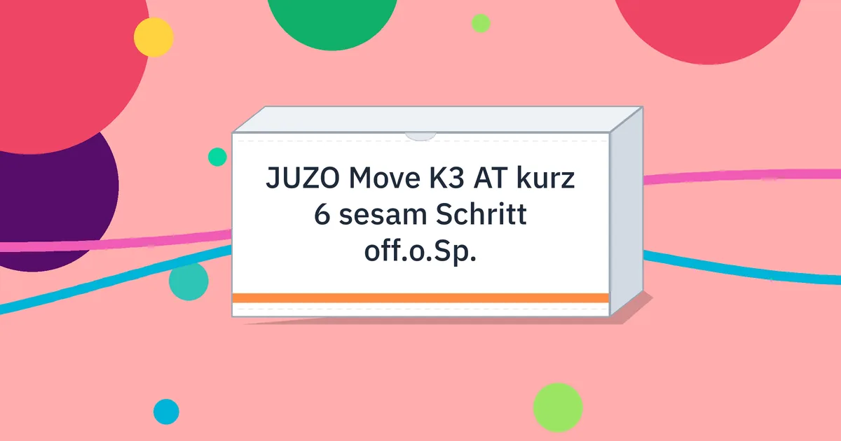 Symbolbild: Packung mit der Aufschrift JUZO Move K3 AT kurz 6 sesam Schritt off.o.Sp. (PZN 20685224) – Verfügbarkeit und Bezug in Apotheken in Frankfurt am Main