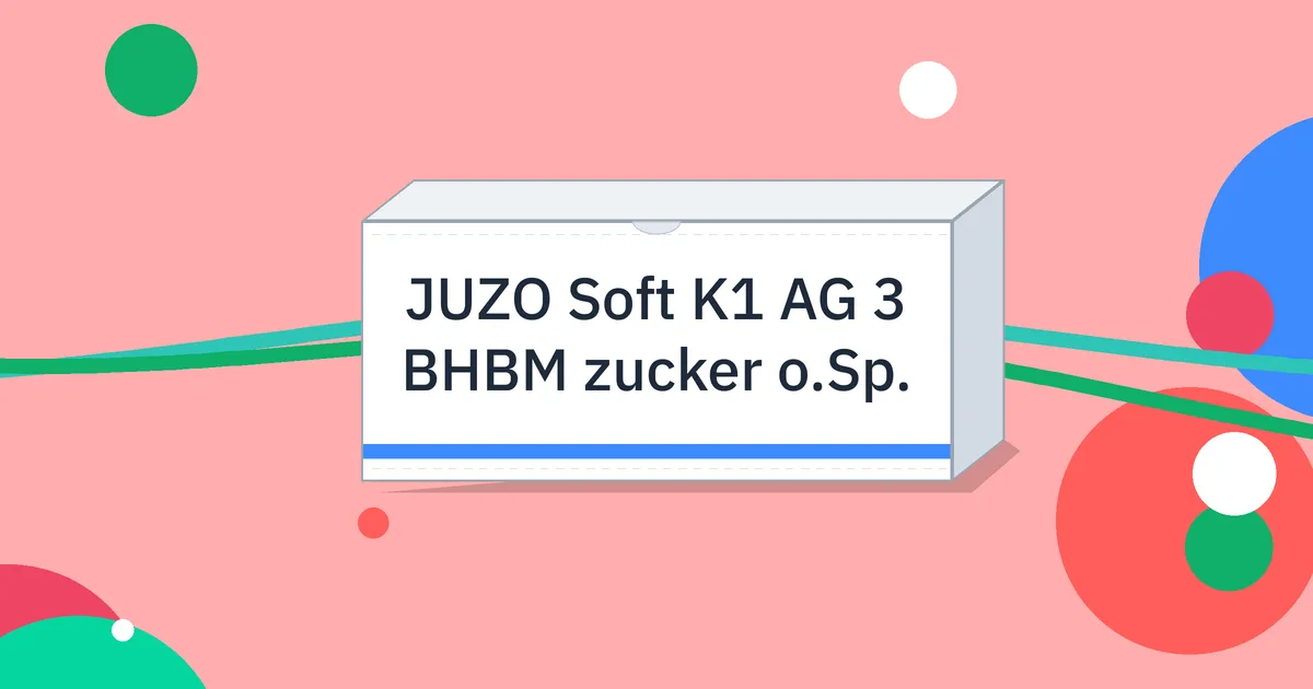 Symbolbild: Packung mit der Aufschrift JUZO Soft K1 AG 3 BHBM zucker o.Sp. (PZN 14856710) – Verfügbarkeit und Bezug in Apotheken in Frankfurt am Main