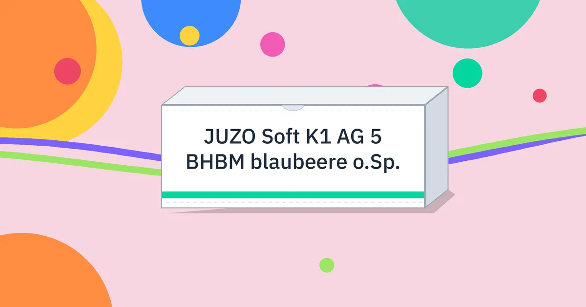 Symbolbild: Packung mit der Aufschrift JUZO Soft K1 AG 5 BHBM blaubeere o.Sp. (PZN 14857106) – Verfügbarkeit und Bezug in Apotheken in Frankfurt am Main