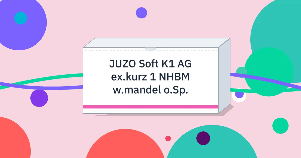 Symbolbild: Packung mit der Aufschrift JUZO Soft K1 AG ex.kurz 1 NHBM w.mandel o.Sp. (PZN 15016828) – Verfügbarkeit und Bezug in Apotheken in Frankfurt am Main