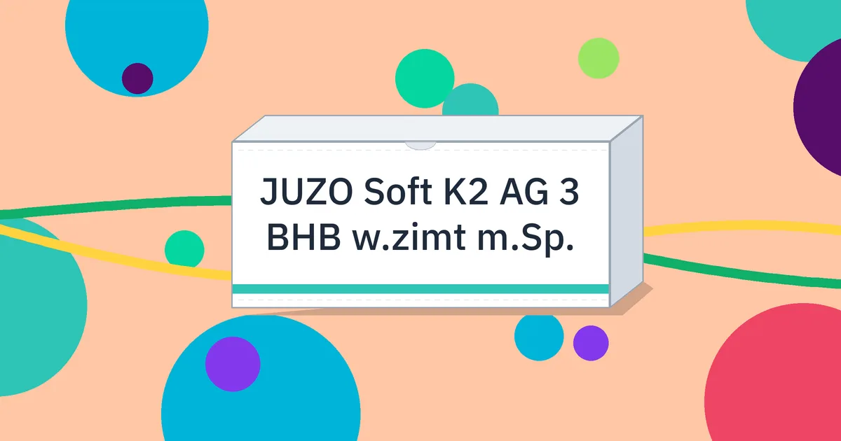 Symbolbild: Packung mit der Aufschrift JUZO Soft K2 AG 3 BHB w.zimt m.Sp. (PZN 14840637) – Verfügbarkeit und Bezug in Apotheken in Frankfurt am Main