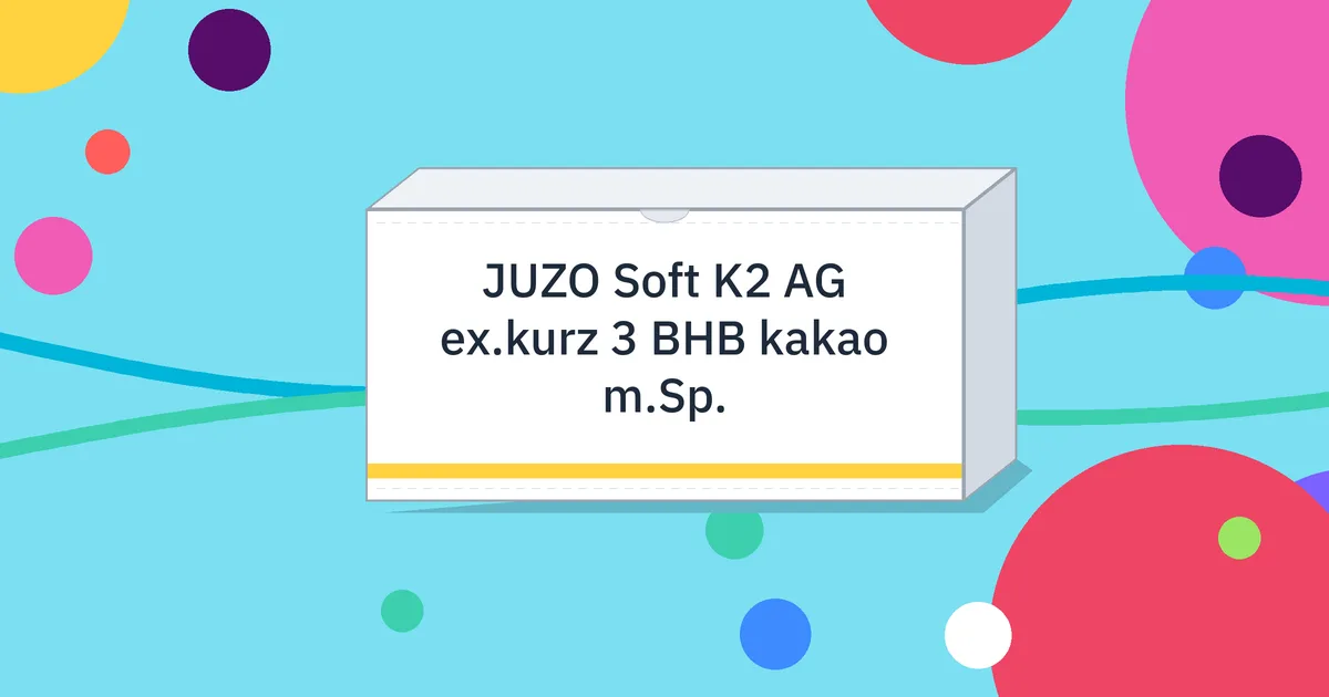 Symbolbild: Packung mit der Aufschrift JUZO Soft K2 AG ex.kurz 3 BHB kakao m.Sp. (PZN 14827826) – Verfügbarkeit und Bezug in Apotheken in Frankfurt am Main
