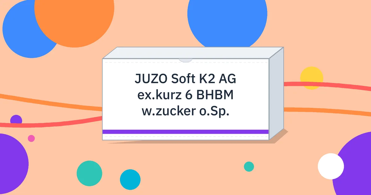Symbolbild: Packung mit der Aufschrift JUZO Soft K2 AG ex.kurz 6 BHBM w.zucker o.Sp. (PZN 14869902) – Verfügbarkeit und Bezug in Apotheken in Frankfurt am Main