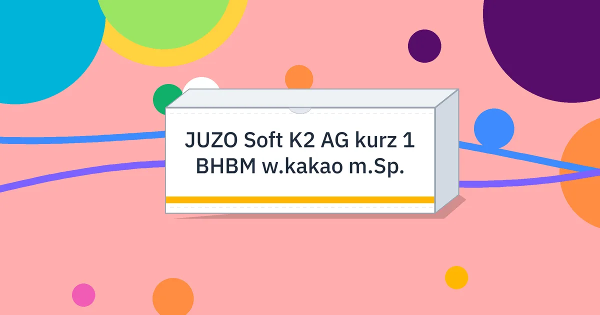 Symbolbild: Packung mit der Aufschrift JUZO Soft K2 AG kurz 1 BHBM w.kakao m.Sp. (PZN 14867783) – Verfügbarkeit und Bezug in Apotheken in Frankfurt am Main