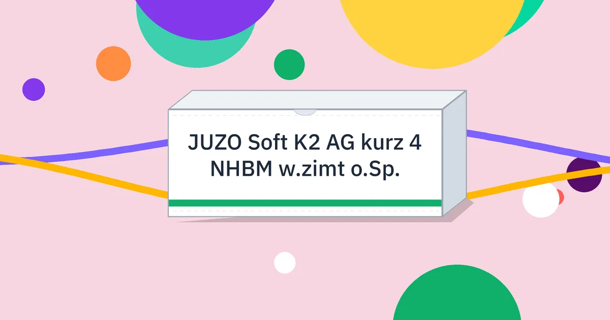 Symbolbild: Packung mit der Aufschrift JUZO Soft K2 AG kurz 4 NHBM w.zimt o.Sp. (PZN 14998367) – Verfügbarkeit und Bezug in Apotheken in Frankfurt am Main
