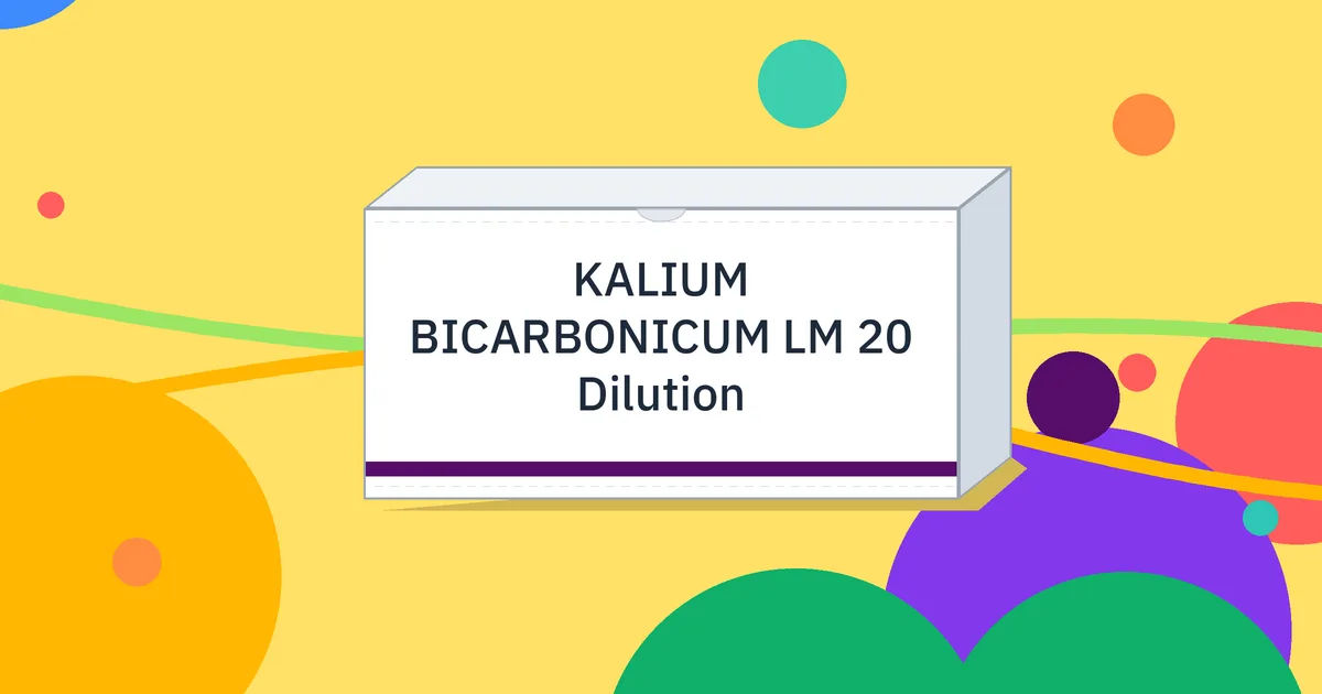 Symbolbild: Packung mit der Aufschrift KALIUM BICARBONICUM LM 20 Dilution (PZN 13783535) – Verfügbarkeit und Bezug in Apotheken in Frankfurt am Main