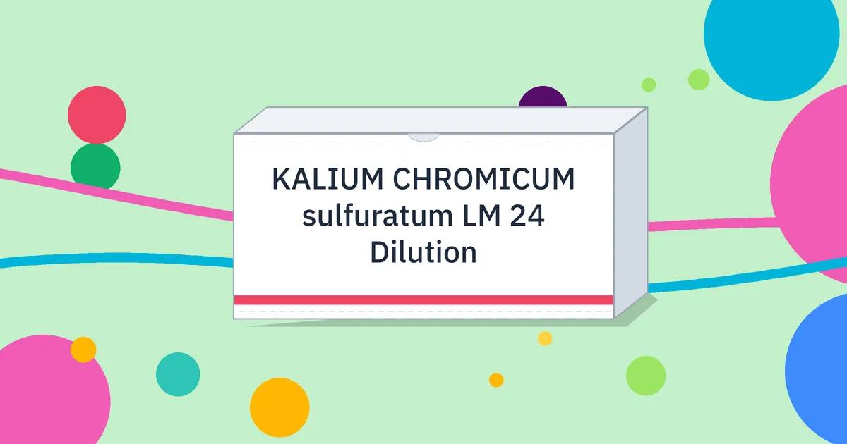 Symbolbild: Packung mit der Aufschrift KALIUM CHROMICUM sulfuratum LM 24 Dilution (PZN 12919808) – Verfügbarkeit und Bezug in Apotheken in Frankfurt am Main
