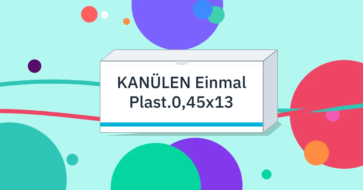 Symbolbild: Packung mit der Aufschrift KANÜLEN Einmal Plast.0,45x13 (PZN 01965389) – Verfügbarkeit und Bezug in Apotheken in Frankfurt am Main