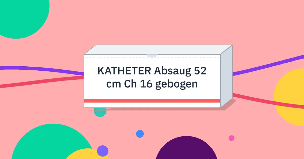 Symbolbild: Packung mit der Aufschrift KATHETER Absaug 52 cm Ch 16 gebogen (PZN 03200768) – Verfügbarkeit und Bezug in Apotheken in Frankfurt am Main