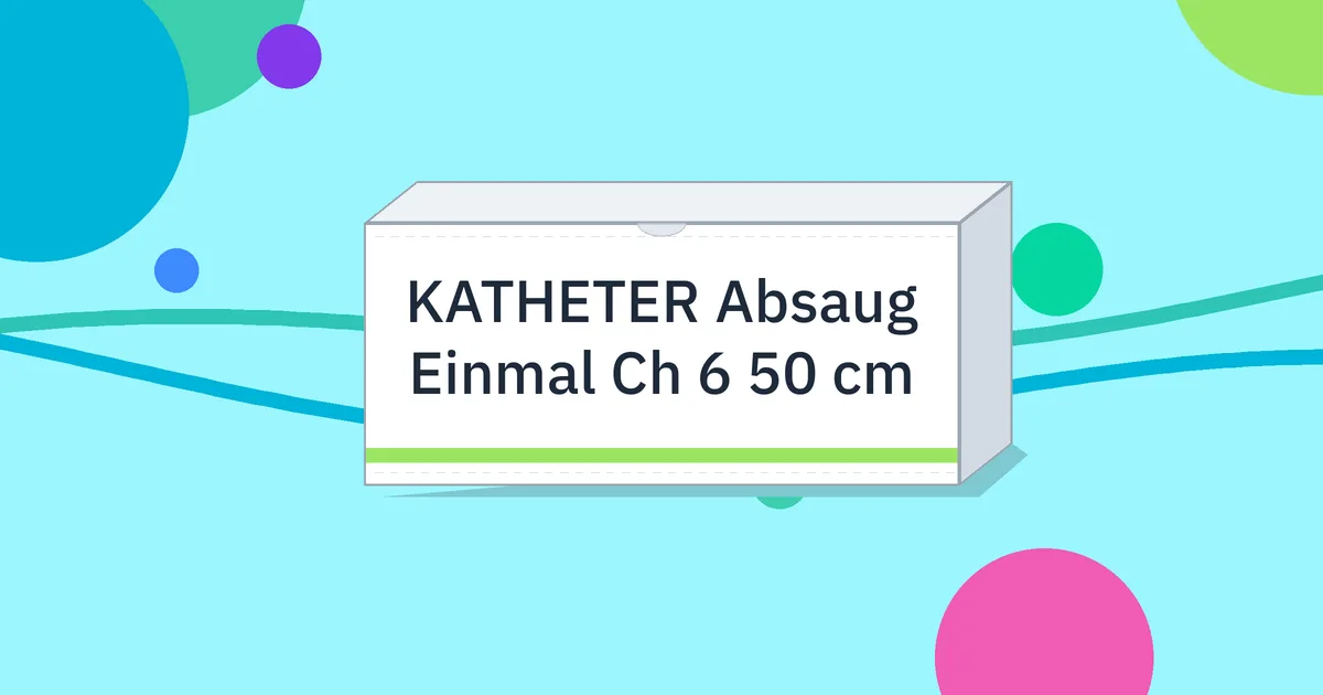Symbolbild: Packung mit der Aufschrift KATHETER Absaug Einmal Ch 6 50 cm (PZN 02441441) – Verfügbarkeit und Bezug in Apotheken in Frankfurt am Main