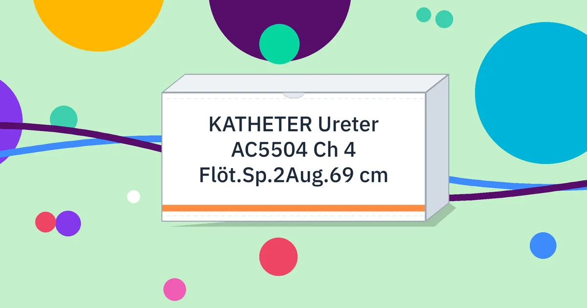 Symbolbild: Packung mit der Aufschrift KATHETER Ureter AC5504 Ch 4 Flöt.Sp.2Aug.69 cm (PZN 00543522) – Verfügbarkeit und Bezug in Apotheken in Frankfurt am Main