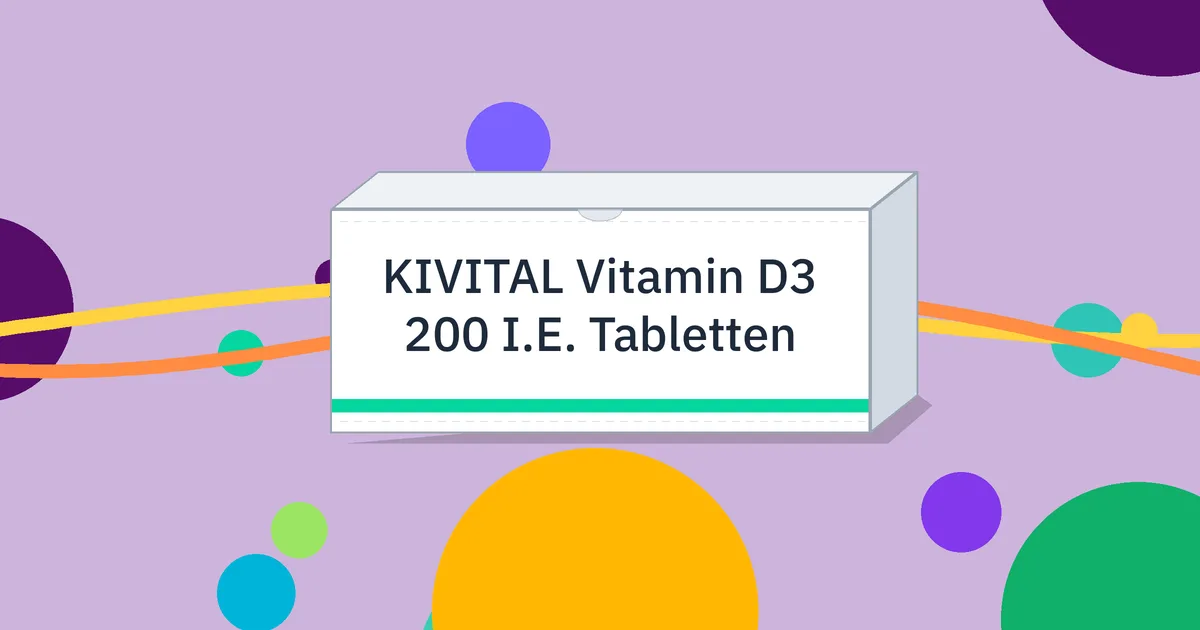 Symbolbild: Packung mit der Aufschrift KIVITAL Vitamin D3 200 I.E. Tabletten (PZN 20003489) – Verfügbarkeit und Bezug in Apotheken in Frankfurt am Main