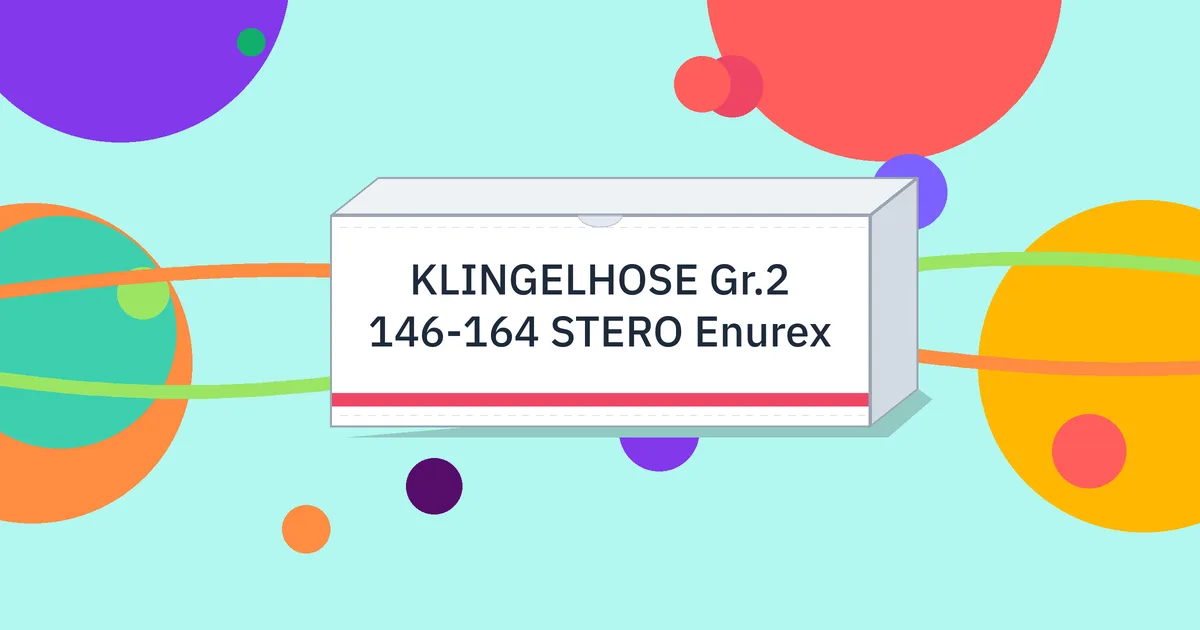 Symbolbild: Packung mit der Aufschrift KLINGELHOSE Gr.2 146-164 STERO Enurex (PZN 03633929) – Verfügbarkeit und Bezug in Apotheken in Frankfurt am Main