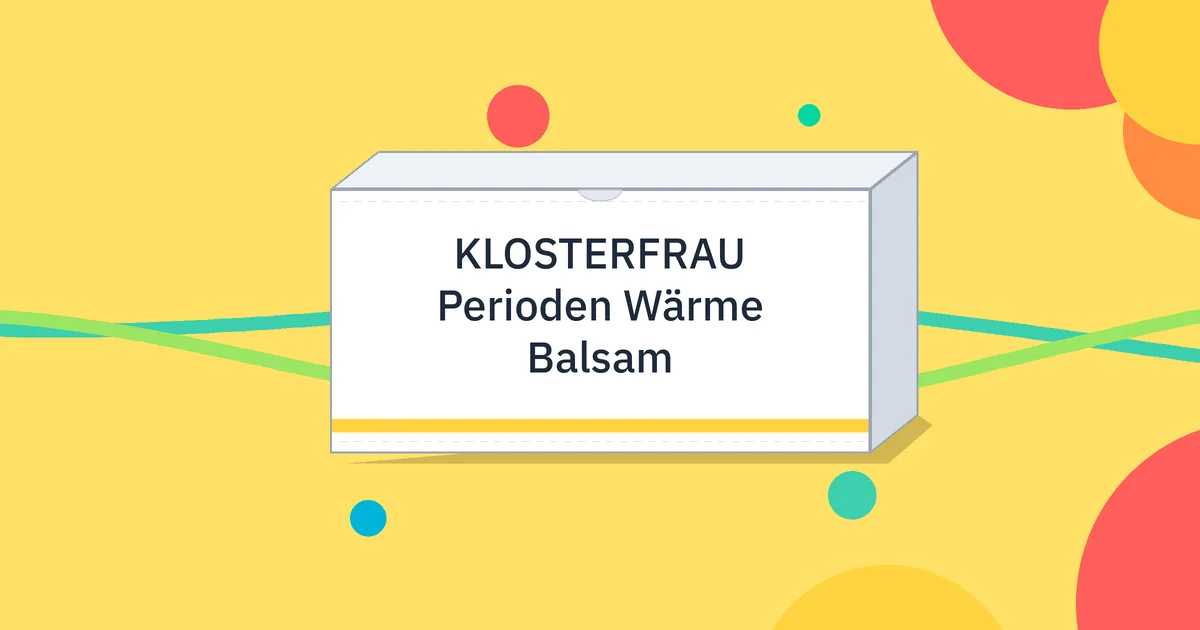 Symbolbild: Packung mit der Aufschrift KLOSTERFRAU Perioden Wärme Balsam (PZN 06832233) – Verfügbarkeit und Bezug in Apotheken in Frankfurt am Main