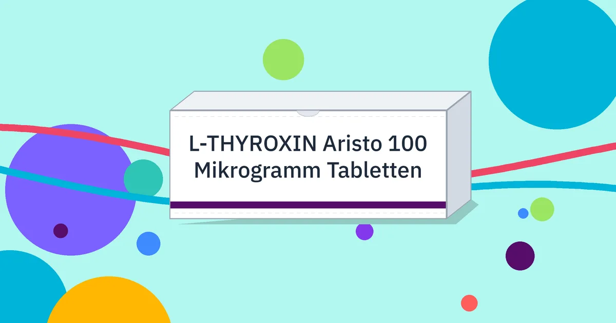 Symbolbild: Packung mit der Aufschrift L-THYROXIN Aristo 100 Mikrogramm Tabletten (PZN 01881468) – Verfügbarkeit und Bezug in Apotheken in Frankfurt am Main