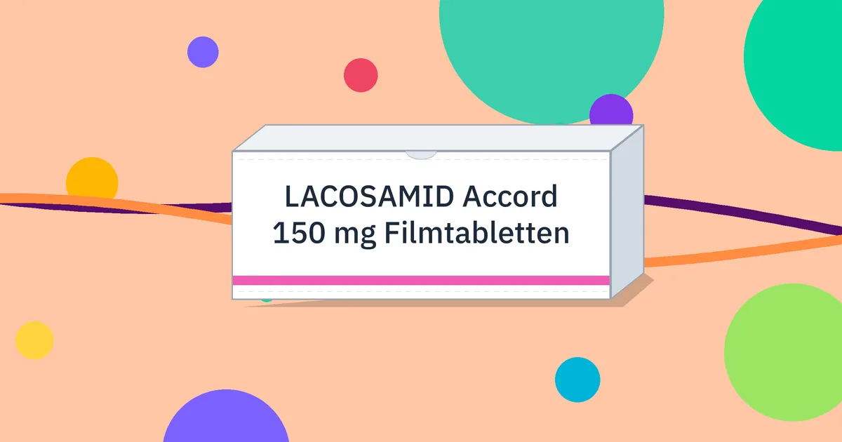 Symbolbild: Packung mit der Aufschrift LACOSAMID Accord 150 mg Filmtabletten (PZN 19441675) – Verfügbarkeit und Bezug in Apotheken in Frankfurt am Main