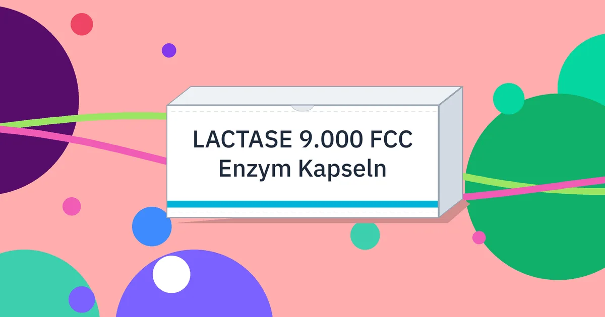 Symbolbild: Packung mit der Aufschrift LACTASE 9.000 FCC Enzym Kapseln (PZN 09202780) – Verfügbarkeit und Bezug in Apotheken in Frankfurt am Main