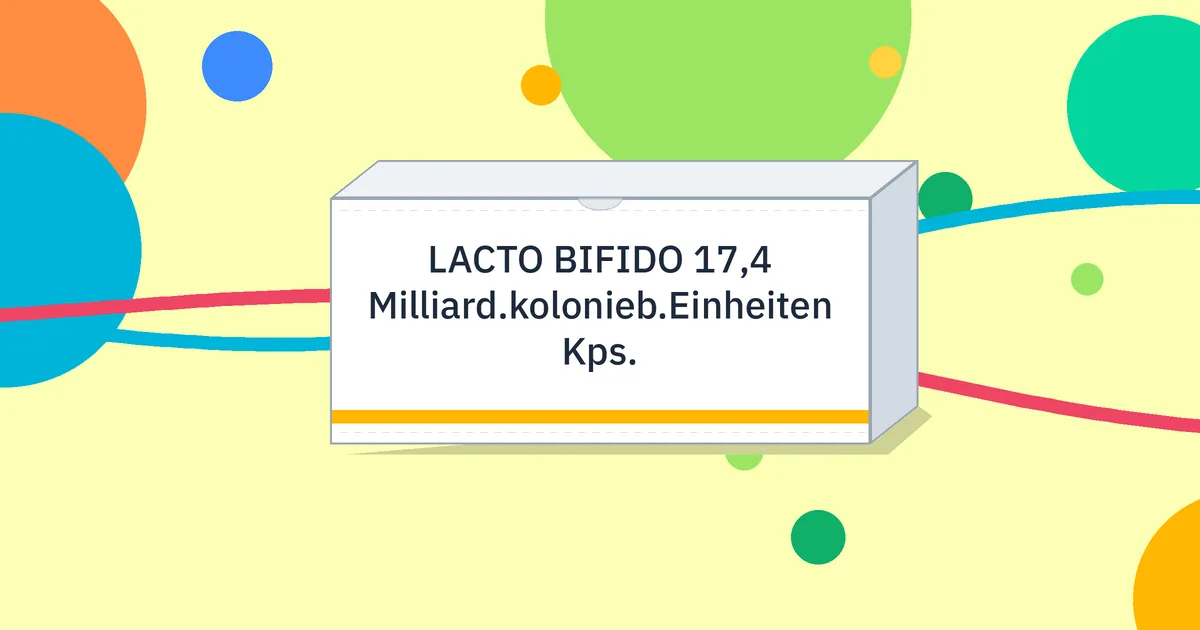 Symbolbild: Packung mit der Aufschrift LACTO BIFIDO 17,4 Milliard.kolonieb.Einheiten Kps. (PZN 15231745) – Verfügbarkeit und Bezug in Apotheken in Frankfurt am Main