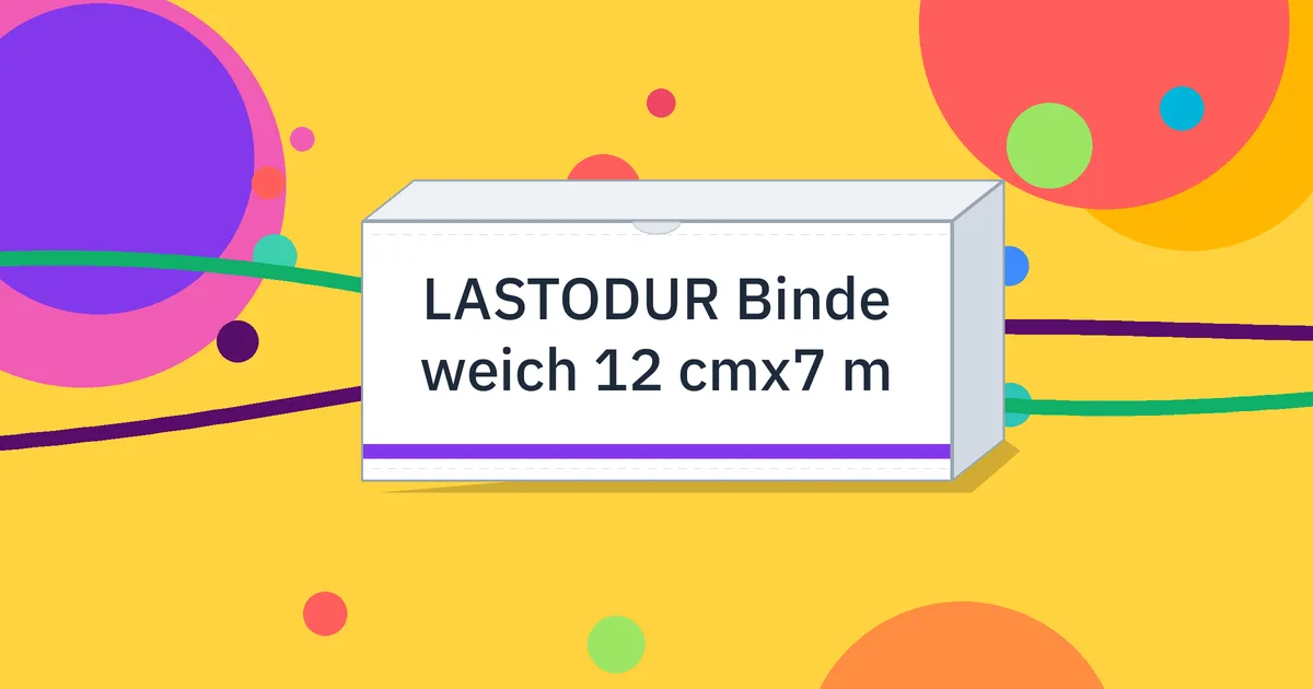 Symbolbild: Packung mit der Aufschrift LASTODUR Binde weich 12 cmx7 m (PZN 01852716) – Verfügbarkeit und Bezug in Apotheken in Frankfurt am Main