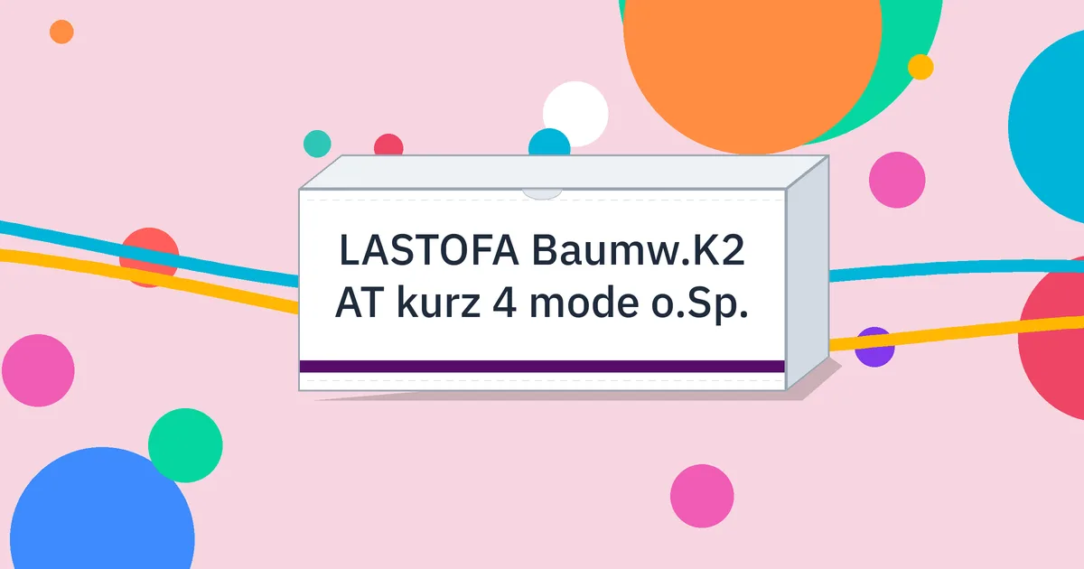 Symbolbild: Packung mit der Aufschrift LASTOFA Baumw.K2 AT kurz 4 mode o.Sp. (PZN 01952139) – Verfügbarkeit und Bezug in Apotheken in Frankfurt am Main