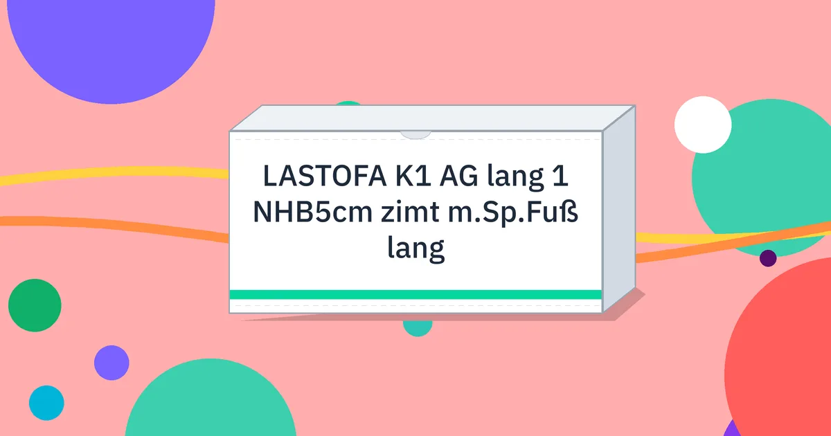 Symbolbild: Packung mit der Aufschrift LASTOFA K1 AG lang 1 NHB5cm zimt m.Sp.Fuß lang (PZN 13788656) – Verfügbarkeit und Bezug in Apotheken in Frankfurt am Main