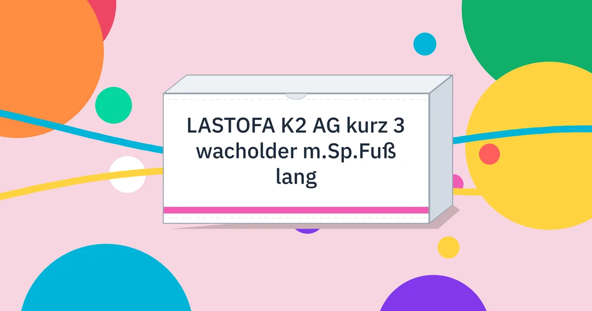 Symbolbild: Packung mit der Aufschrift LASTOFA K2 AG kurz 3 wacholder m.Sp.Fuß lang (PZN 13804355) – Verfügbarkeit und Bezug in Apotheken in Frankfurt am Main