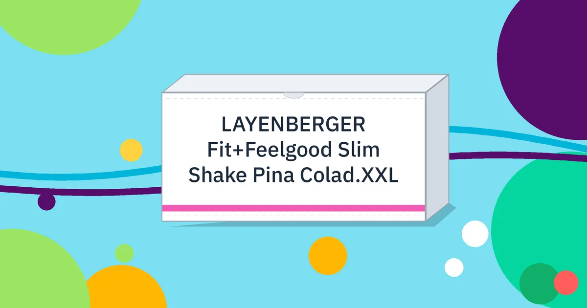 Symbolbild: Packung mit der Aufschrift LAYENBERGER Fit+Feelgood Slim Shake Pina Colad.XXL (PZN 18014126) – Verfügbarkeit und Bezug in Apotheken in Frankfurt am Main