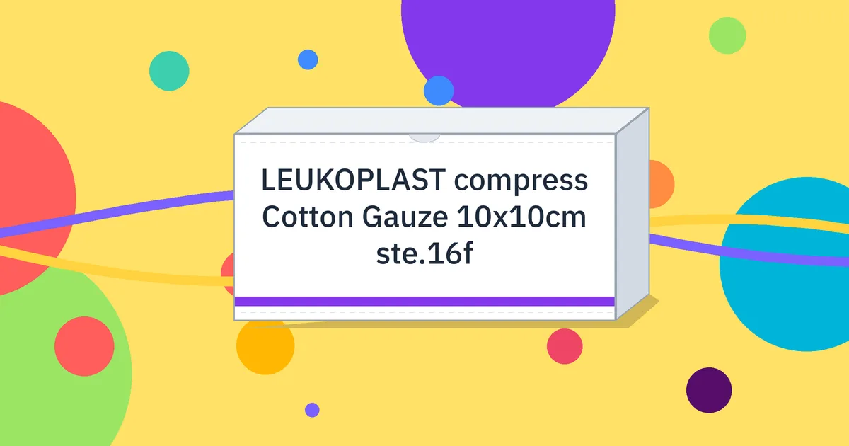 Symbolbild: Packung mit der Aufschrift LEUKOPLAST compress Cotton Gauze 10x10cm ste.16f (PZN 17208590) – Verfügbarkeit und Bezug in Apotheken in Frankfurt am Main