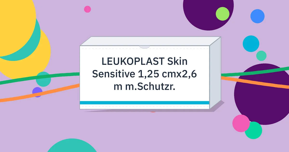 Symbolbild: Packung mit der Aufschrift LEUKOPLAST Skin Sensitive 1,25 cmx2,6 m m.Schutzr. (PZN 19767626) – Verfügbarkeit und Bezug in Apotheken in Frankfurt am Main