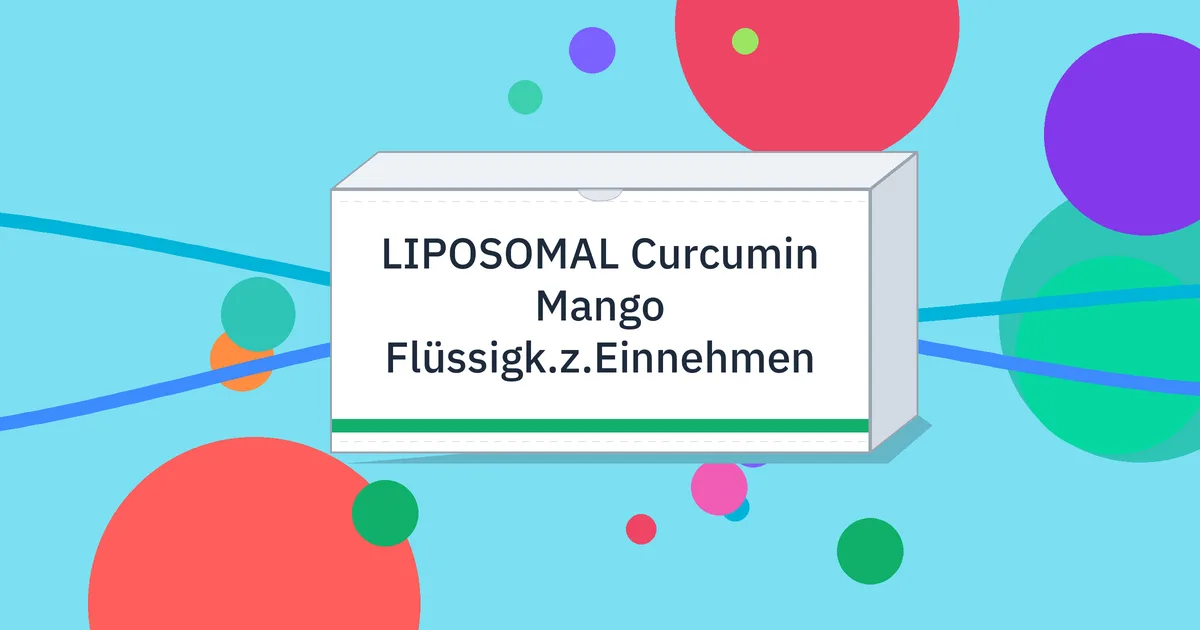 Symbolbild: Packung mit der Aufschrift LIPOSOMAL Curcumin Mango Flüssigk.z.Einnehmen (PZN 19407141) – Verfügbarkeit und Bezug in Apotheken in Frankfurt am Main